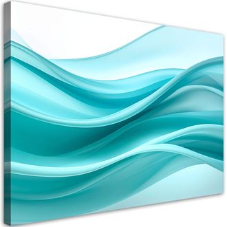 Feeby Stampe Su Tela, Onde Blu Astratte In Stile Moderno. - 120x80