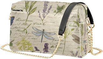 Mnsruu Sacs à bandoulière en cuir pour femme, libellule, papillon, feuilles, sac à main