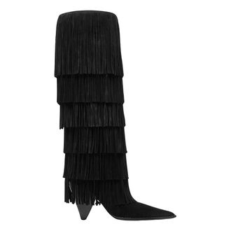 Michael Kors Bottines &agrave; Franges en Daim - Femme - Chaussures - Noir - Taille: 39 EU