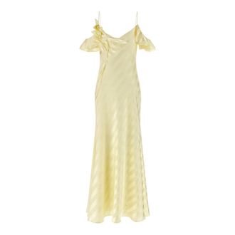 Self Portrait Satin Striped Maxi Dress - - Dresses - Damen - Gelb - M