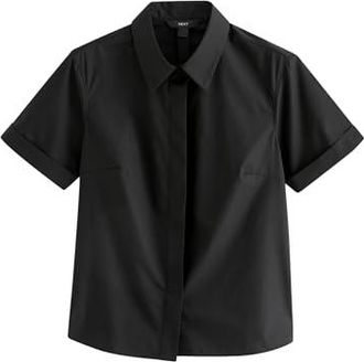 Next Femme Chemise à Manches Courtes avec col Noir 46