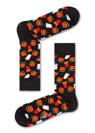 Happy Socks Unisex Freizeitsocken Hamburger Sock, Schwarz, 36-40