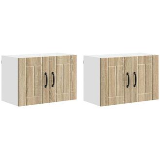 vidaXL vidaXL Armoires murales de cuisine avec porte Lucca 2 pcs Ch&ecirc;ne Sonoma