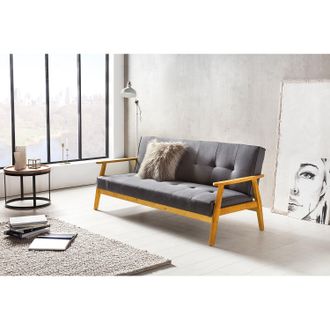 Norrwood home24 Schlafsofa Boss I Grau/Dunkelgrau Webstoff 190 x 81 x 85cm mit Schlaffunktion Skandi