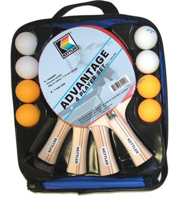 Kettler Kettler Advantage Indoor Table Tennis Bundle: 4 Player Set (4 Rackets/Paddles and 8 Balls)