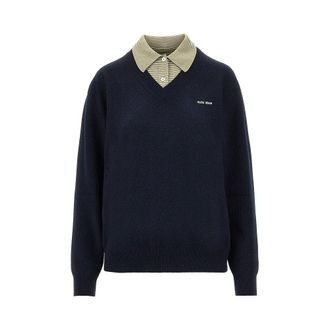 Miu Miu Layering effect wool and cashmere sweater Woman 38
