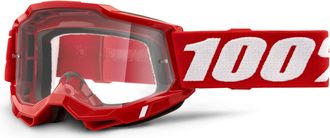 100% MÁSCARAS Unisex Erwachsene Accuri 2 Goggle Red-Clear Lens Brille, Neon/Rot (Mehrfarbig), Einheitsgröße