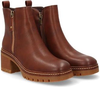 Shoes & Blues Bottine à talons avec imprimé uni pour femme pour un usage quotidien, fermeture éclair intérieure, idéale pour la saison hivernale dautomne., marron, 