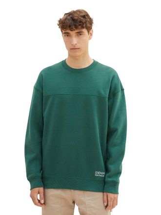 Tom Tailor Herren 1037611 Relaxed Fit Sweatshirt in Cutline-Optik, 10778-Hunter Green, XXL