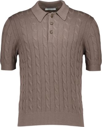 Gran Sasso Homme, Tops, Beige, Taille: 2XL Polo de tennis en maille c&acirc;bl&eacute;e en coton &eacute;gyptien