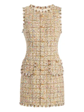 Cinq à Sept robe courte en tweed à franges - Tons neutres