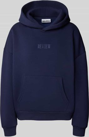 Review Hoodie mit Label-Stitching und Känguru-Tasche