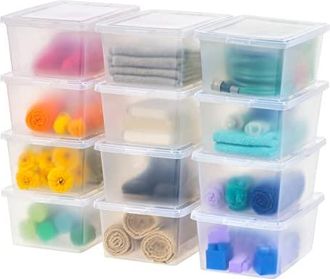 Iris Transparente Aufbewahrungsbeh&auml;lter, BPA-freier Kunststoff, stapelbar mit Deckel, zum Organisieren von Schuhen, Kleiderschr&auml;nken, Klassenzimmer, Unterr