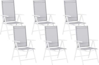 Beliani Beliani - Lot de 6 Chaises de Jardin en Aluminium et Textile Blanc et Gris Industriel Catania