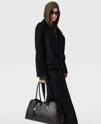 Stella McCartney Belted Tonal Buckle Trenchcoat, Woman, Black, Size: 36