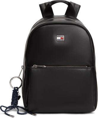 Tommy Jeans Cityrucksack TOMMY JEANS TJW CITY CHARM DOME BACKPACK, Gr. B/H/T: 22cm x 32cm x 11cm, schwarz, Lederimitat, Basic, Rucks&auml;cke Cityrucksack, Freizeitruc