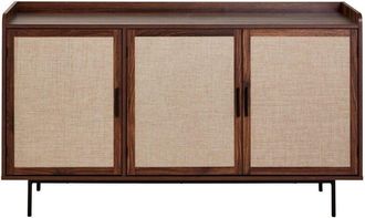 Calicosy Calicosy - Buffet 3 portes d&eacute;cor noyer avec fa&ccedil;ades en tissu L140 cm - jetson