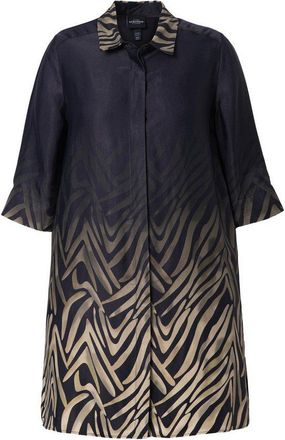 Ulla Popken Longbluse Satin-Longbluse A-Linie Hemdkragen 3/4-Arm Taschen