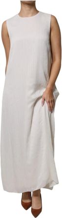 PESERICO Femme, Robes, Blanc, Taille: 42 FR Robe Longue avec Détails Logo