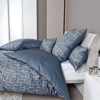 Janine Wendebettwäsche Satin blau Größe 135x200 cm (80x80 cm)