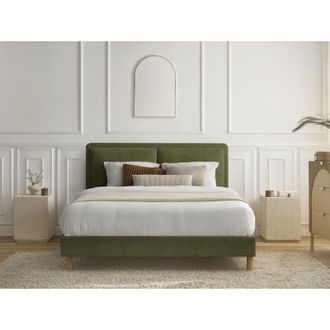 BOBOCHIC Bobochic - Lit mara tissu textur&eacute; avec lattes massives 140x190 Vert