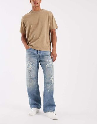 Levi's 501 lockere Straight-Jeans in Hellblau