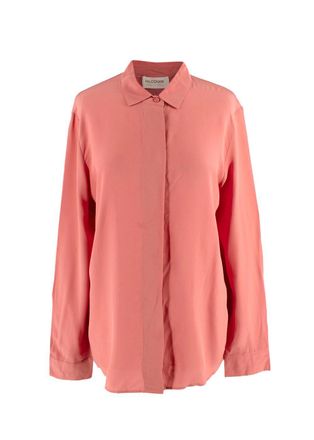 Falconeri Sunset Pink Silk Button Front Shirt Size L