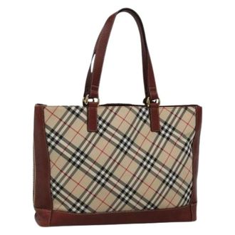 Burberry Pre-owned Toile sacs-main - Femme - Pre-owned - Beige - Taille: ONE Size