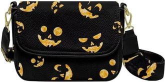 Hugs Idea Sac à main à bandoulière en cuir synthétique pour femme, cadeau dHalloween, Joyeux Halloween, Taille unique