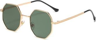Generic Lunettes de soleil tendance octogonales vintage 2026 pour hommes et femmes Polygone Lunettes de soleil en métal Petite monture rétro, Style A - Vert f