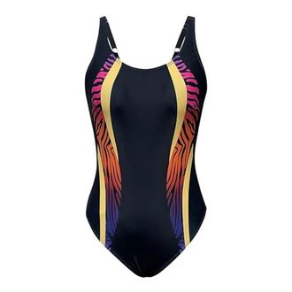 Generic Maillot de bain une pi&egrave;ce pour femme - Monokini &agrave; s&eacute;chage rapide - Dos nu - Push Up - Imprim&eacute; - Maillot de bain modeste - V&ecirc;tements de natation f&eacute;mini