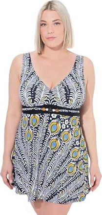 Ulla Popken Badekleid, Amber, Perlendetail, Peacock Maillot de Bain Une pièce, Noir, 46 Femmes