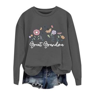 Generic Sweat-shirt femme pull &agrave; col rond t-shirt &agrave; manches longues grand sweat-shirt grande chemise floral graphique col ras du cou manches longues pour femm