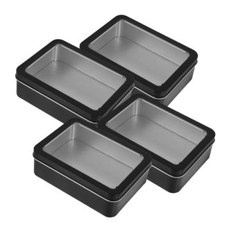 Cabilock 4 St&uuml;ck Kleine Rechteckige Wei&szlig;blechdose Mit Durchsichtigem Fensterdeckel Metall Aufbewahrungsbox F&uuml;r Kekse Und S&uuml;&szlig;igkeiten Stabile Vorratsdose F&uuml;r Ha