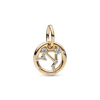 Pandora Moments Sternzeichen Waage Charm-Anh&auml;nger aus Sterling Silber mit 14 Karat vergoldeter Metalllegierung, Zirkonia, Kompatibel Moments Armb&auml;nder, 762712