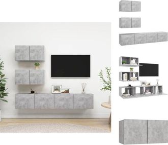vidaXL Vidaxl - 4-tlg. TV-Schrank-Set Betongrau Holzwerkstoff - TV-Schrank Set - Wandhängender TV-Schrank - Fernsehtisch - Wohnzimmerschrank - Regal