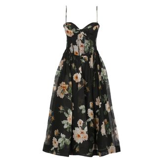 Zimmermann Femme, Robes, Noir, Taille: 42 FR Robe en lin et soie