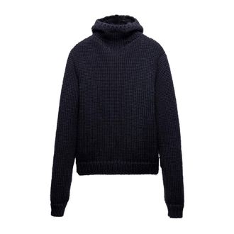 Prada Wollpullover mit Kapuze - - Knitwear - Herren - Blau - L