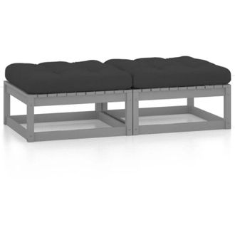 vidaXL Vidaxl - Gartenhocker mit Kissen 2 Stk. Massivholz Kiefer