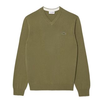 Lacoste V-Ausschnitt Baumwollpullover - - Knitwear - Herren - Gr&uuml;n - L
