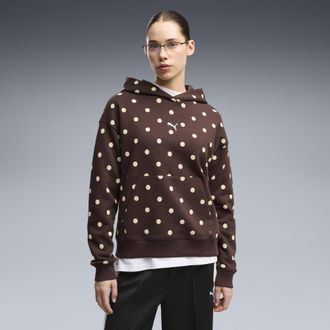 Puma Hoodie d&eacute;contract&eacute; &agrave; pois Femme, V&ecirc;tements, Marron, XL