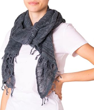 Panasiam scarf cotton woven, charcoal grey, 165x50cm