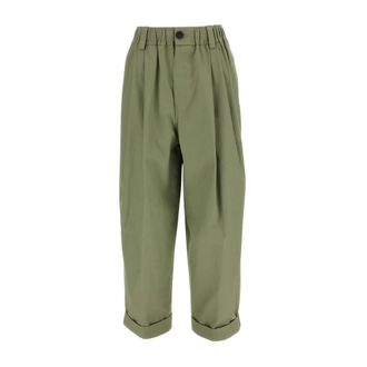Marni Canvas Hose mit Falten - - Trousers - Damen - Gr&uuml;n - 2XS
