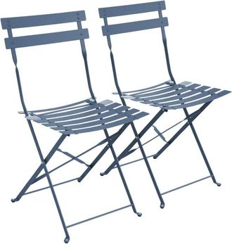 Sweeek Lot de 2 chaises de jardin bistrot pliables en acier thermolaqu&eacute;. 49.5 x 41 x 80.5cm