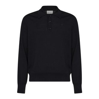 Ami Woll-Polo mit Ami de Coeur - - Tops - Herren - Schwarzk - M