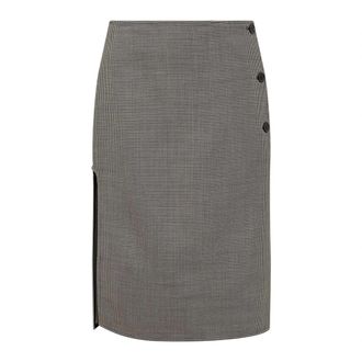 Courr&egrave;ges Oblique Hahnentritt Midi-Rock - - Skirts - Damen - Grau - S
