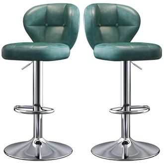 Generic 2Er-Set Drehbare Barhocker Aus Pu-Leder (62-82 cm), H&ouml;henverstellbar, mit Gepolsterter R&uuml;ckenlehne, Ideal f&uuml;r K&uuml;cheninseln und Bars