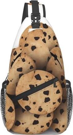 Generic Polyester Sacoche Porté épaule Biscuits aux chips alimentaires Sac De Poitrine Antivol,Durable Crossbody Bag pour Voyage Cyclisme Homme