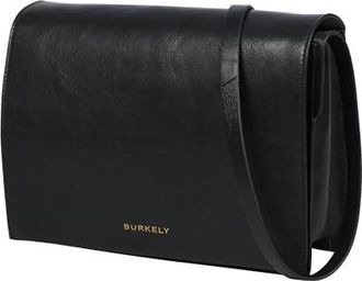Burkely Fine Florence Satchel Bag - Sac Bandouli&egrave;re Femme en Cuir Noir Tann&eacute; V&eacute;g&eacute;tal - Fermeture &agrave; Rabat et D&eacute;tails Dor&eacute;s - Sac &Eacute;thique &Eacute;l&eacute;gant