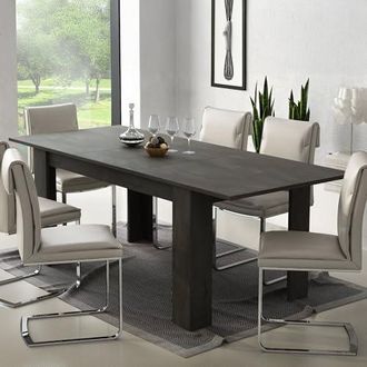 Dmora Ausziehbarer Esstisch, Ausziehbare Konsole, Moderner Tisch mit Verl&auml;ngerungen, 140 / 200x88h75 cm, Farbe Aschgrau